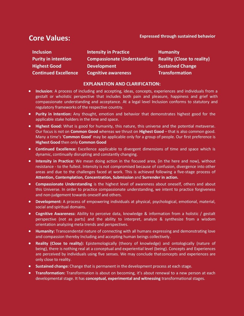 Core Values - Lenner Mae PathWay Consulting